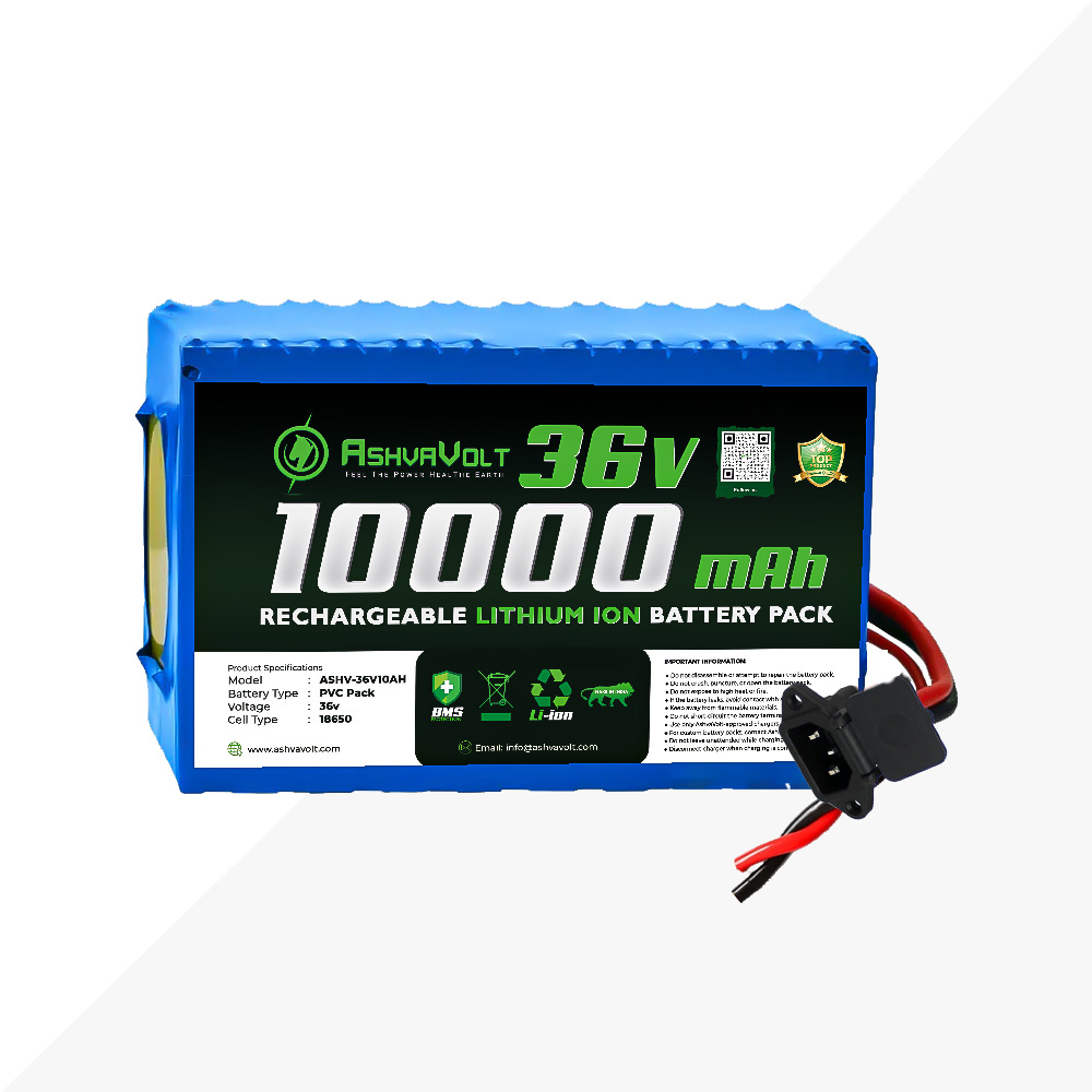 AshvaVolt® 48V 10Ah Lithium-Ion Rechargeable Battery Pack For Electric ...