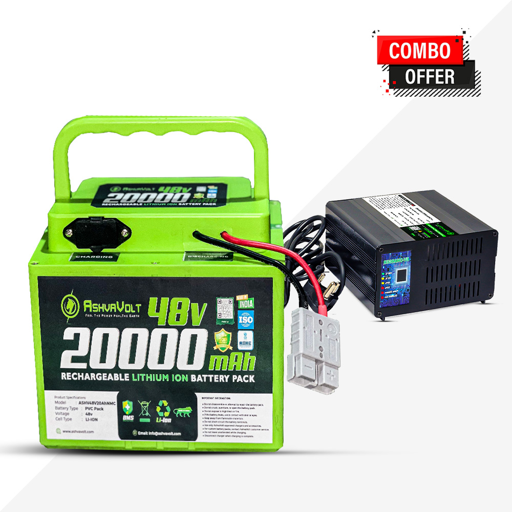 AshvaVolt® 48V 20Ah Lithium-Ion Rechargeable Battery Pack With BMS ...