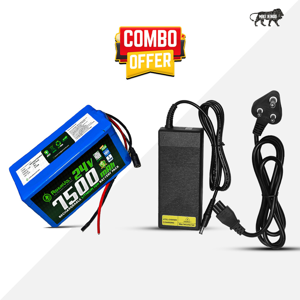 AshvaVolt® 24V 30Ah Lithium-Ion Rechargeable Battery Pack & 24V 6A (29 ...